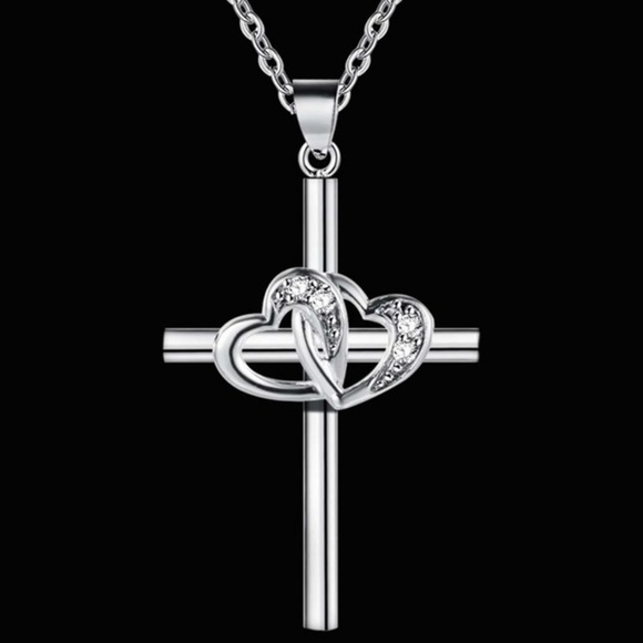 Jewelry | Two Intertwined Hearts Cross Pendant | Poshmark